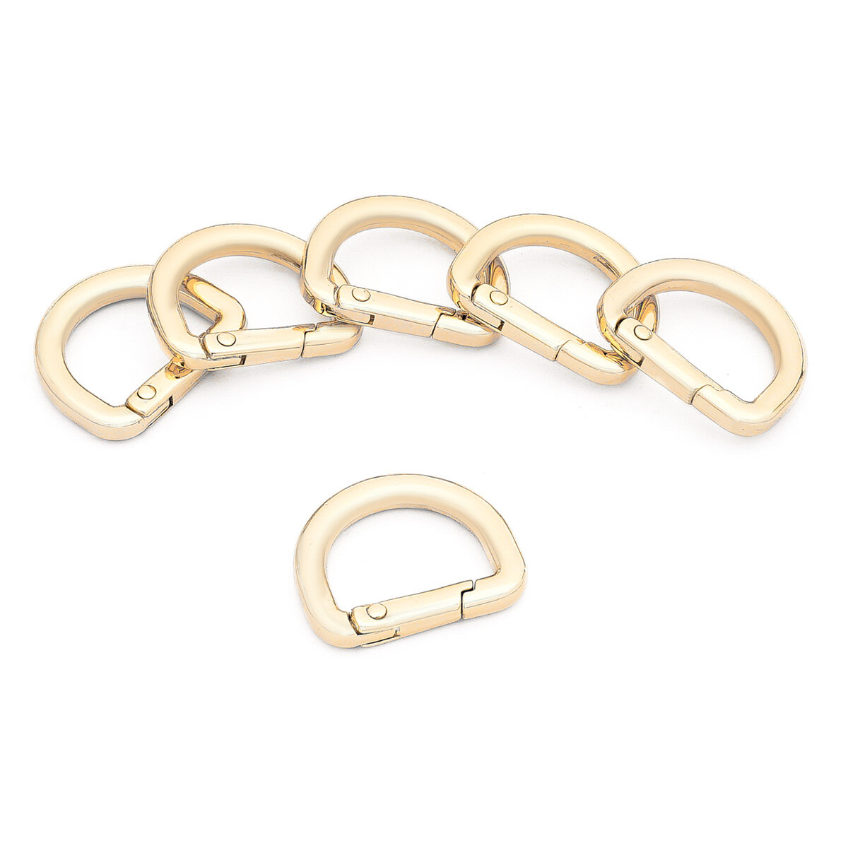 Карабин-полукольцо 20 мм, металлический, цвет золотистый, 6 штук