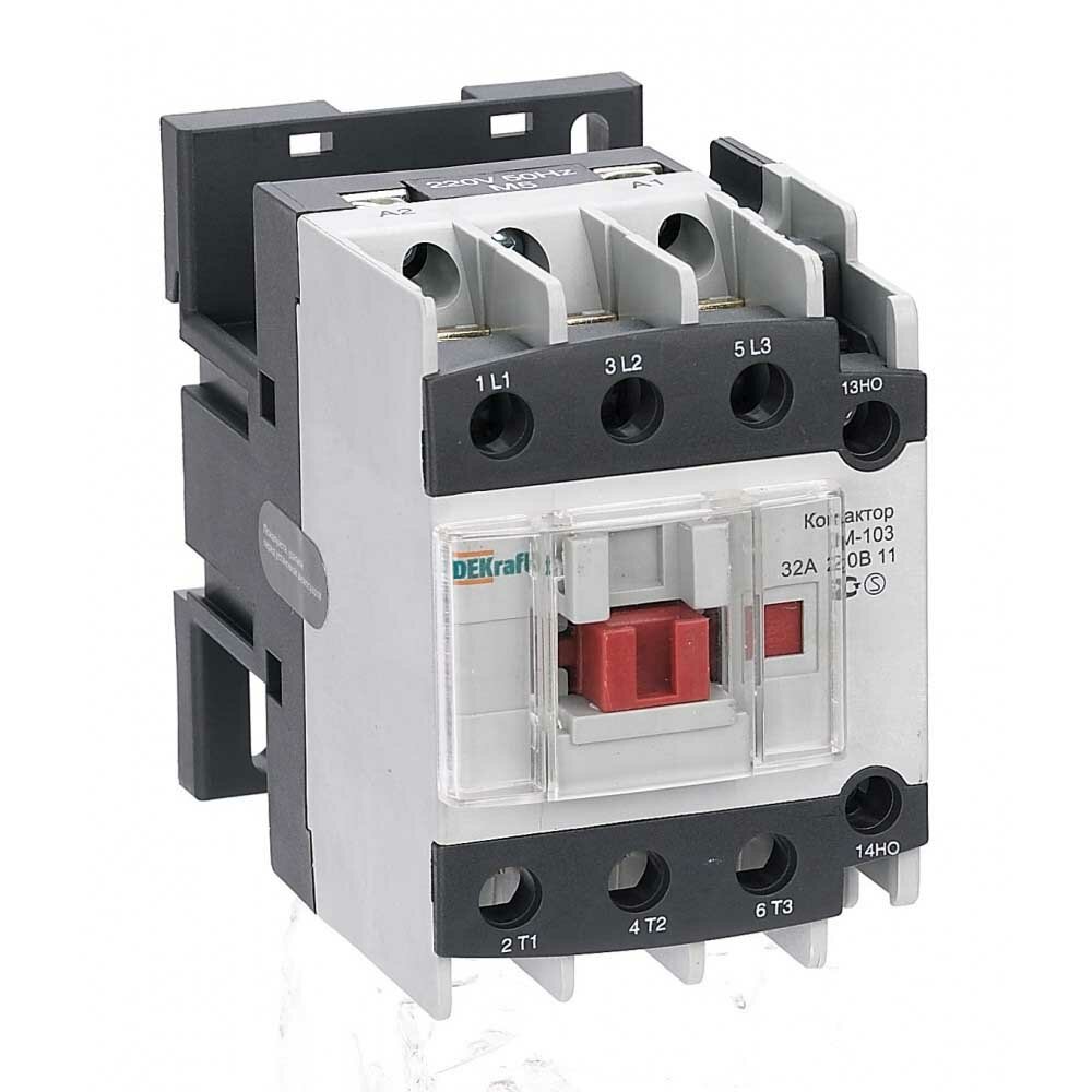 Контактор модульный DEKraft 22123DEK КМ-103, 3P, 32A, AC-3, IP20