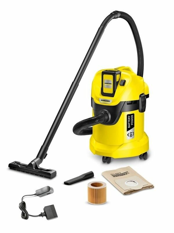 Пылесос Karcher WD3 Battery Set, для сухой и влажной уборки, желтый