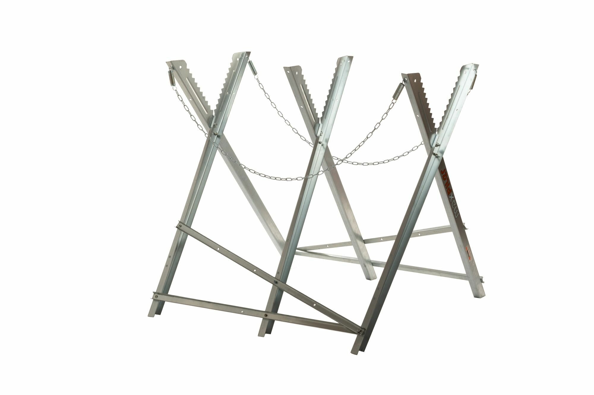 Козлы стальные металлические распиловки бревен до 150кг складные с цепочкой, опора основание ножки верстака стола MAXPILER MSH-01