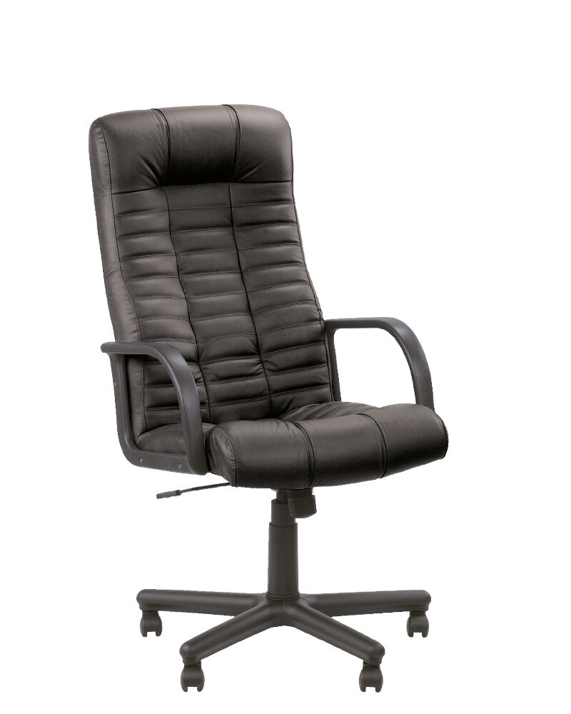 Кресло "атлант" (основание - чёрный металл, обивка - чёрный кожзам)