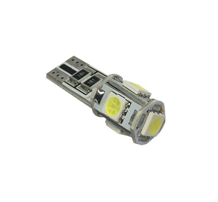 Cветодиод 12V T10 BM 5SMD (size 5050)W5W(W2,1x9,5d) белый1.4 W 22lm (с резистором) TM NORD YADA