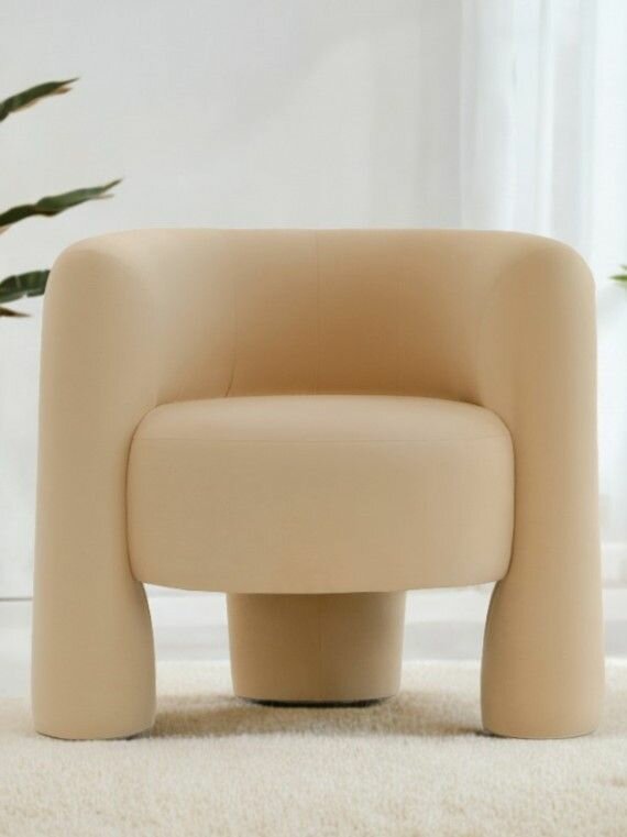 Кресло Клэр мягкое для отдыха дома велюр Jawa Sand 03, XXL 77х77х74 см