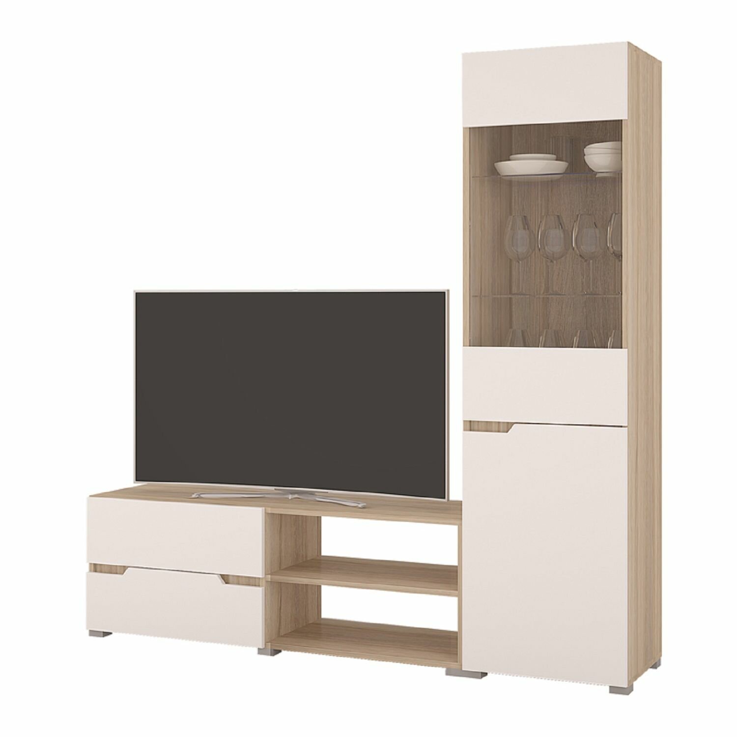 Гостиная Анталия 1, цвет Сонома/Белый софт