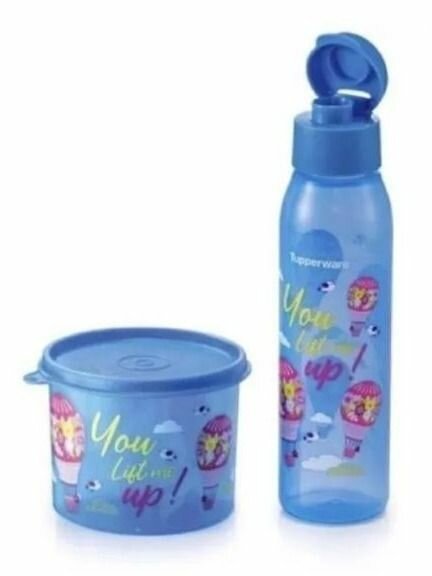Эко-бутылка (500 мл) и емкость (600 мл) Tupperware, голубые