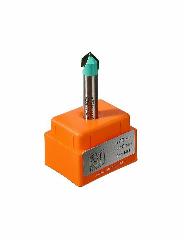 Фреза пазовая V-образная dxhxl 10x10x46,5 мм, хв.8 Sturm! RB04-081010