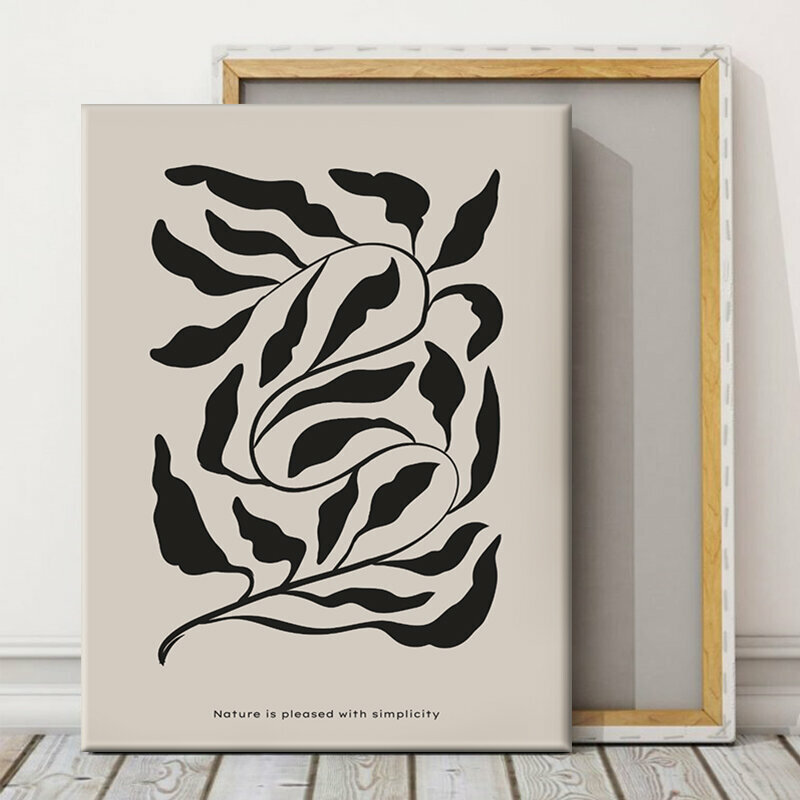 Картина на холсте 50х70 см "Изогнутая ветка с листьями", на стену для интерьера