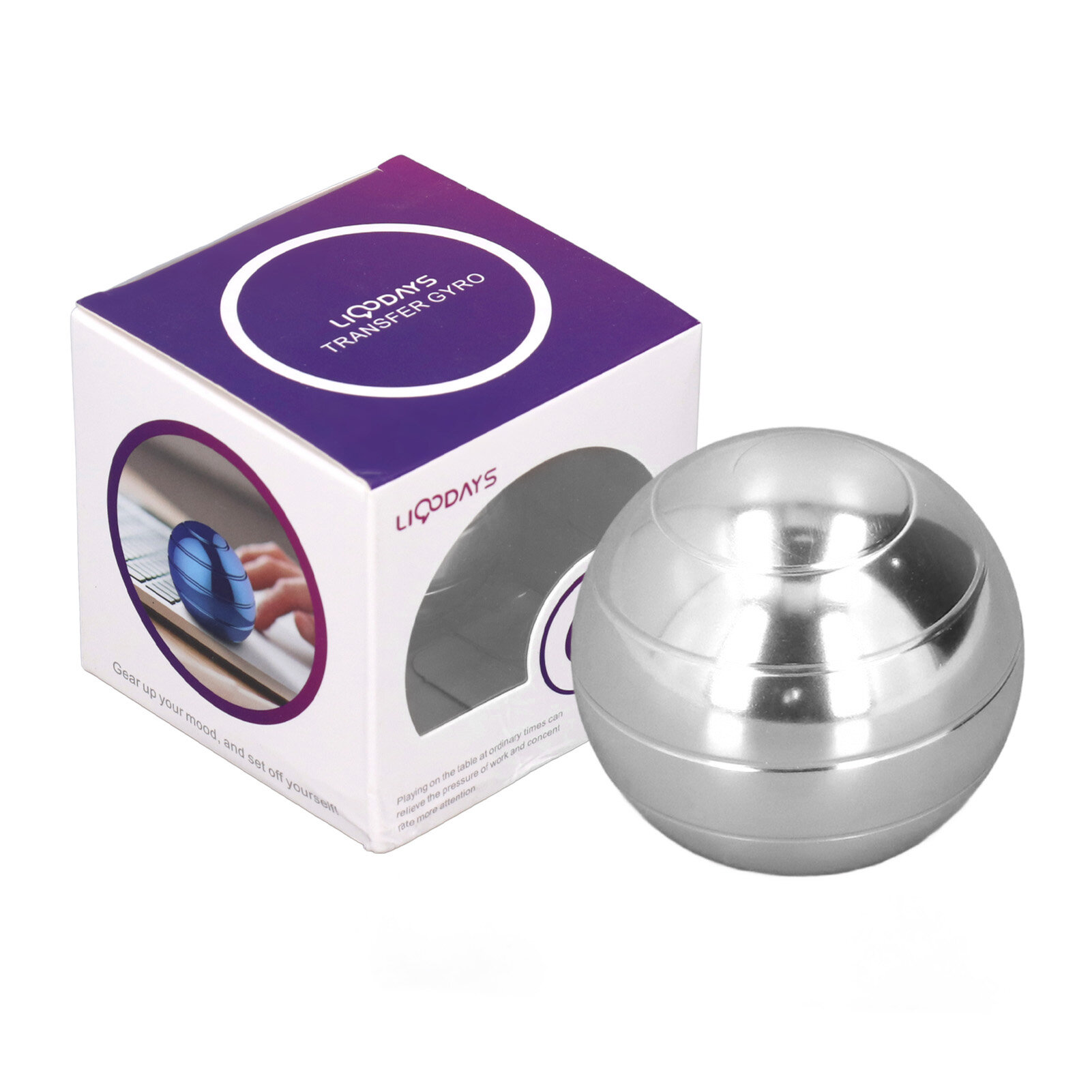 Вращающийся гироскопический шарик диаметром 45 мм из сплава, игрушка для снятия тревоги, декомпрессионная игрушка на кончики пальцев, серебристый цвет.