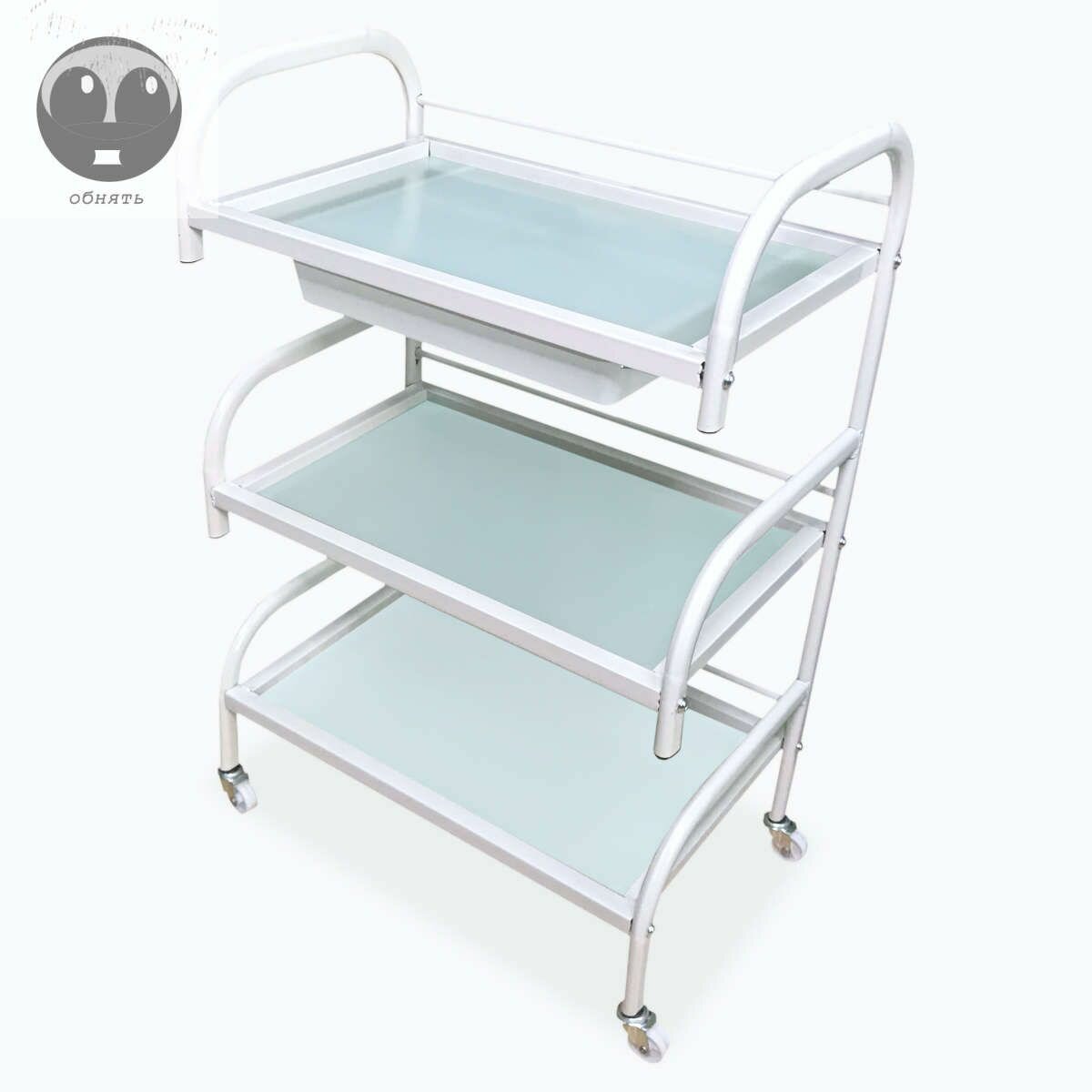 Тележка косметологическая стеклянные полки LR303 Белая Fabric-Stol-L0412