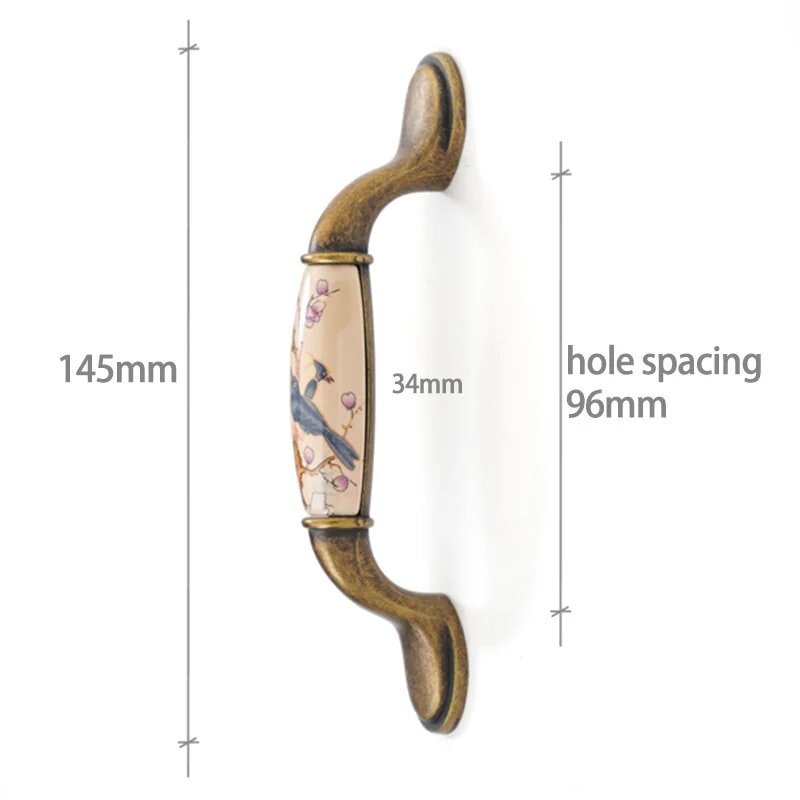 Керамические ручки для мебели imango, птичий узор Bird 202-CC96mm