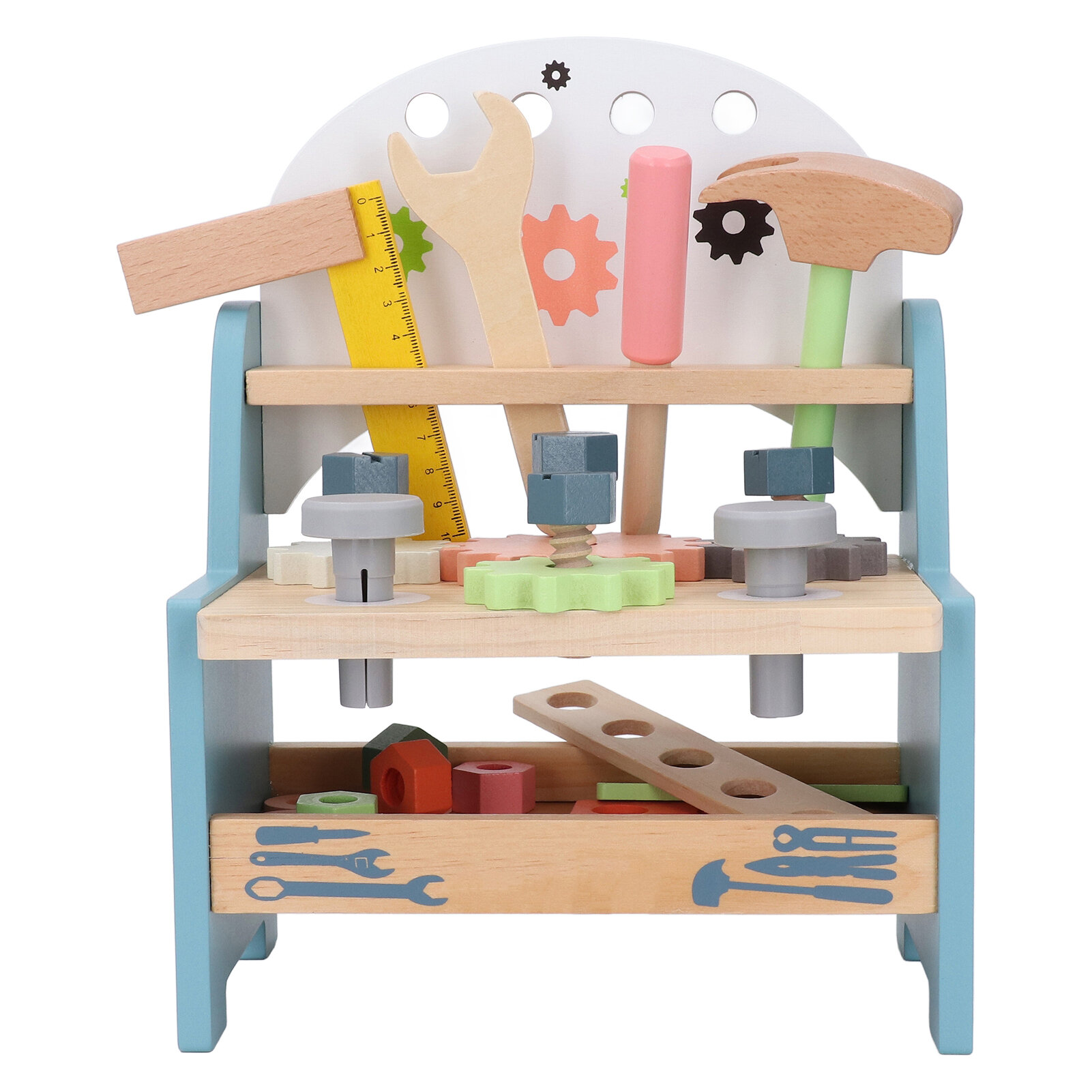 Деревянный верстак для инструментов, имитационный верстак для ремонта, развивающий навыки разборки и ремонта, для детей старше 3 лет.