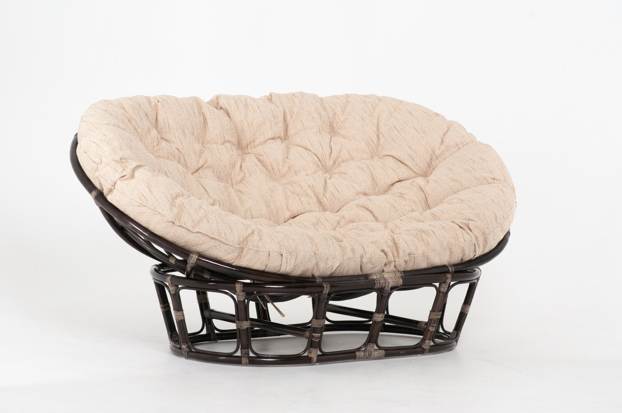 Кресло Vinotti MAMASAN с подушкой 23/02 Темный коньяк, Рогожка подушка