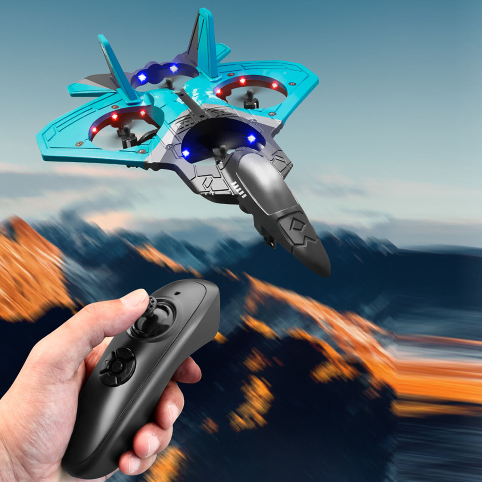 2,4 ГГц детский радиоуправляемый планер модель светодиодный свет стабильный полет игрушка самолет с дистанционным управлением с пропеллером синий 1 батарея