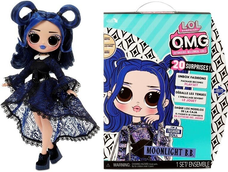 L.O.L. Surprise! Кукла LOL OMG Moonlight B.B. серия 4.5, кукла ЛОЛ ОМГ мунлайт 20 сюрпризов 572794, 27 см