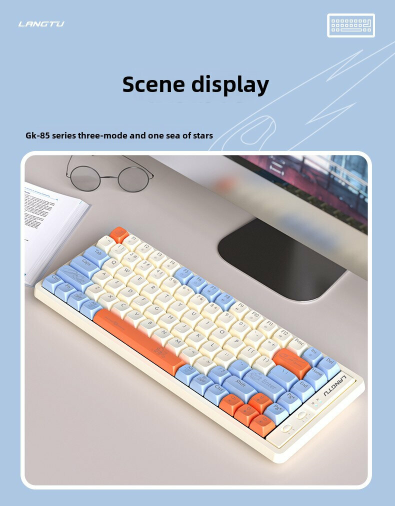 LANGTU GK85 Трехрежимная механическая клавиатура Office Gaming RGB Bluetooth USB Type-C Wireless 2.4G