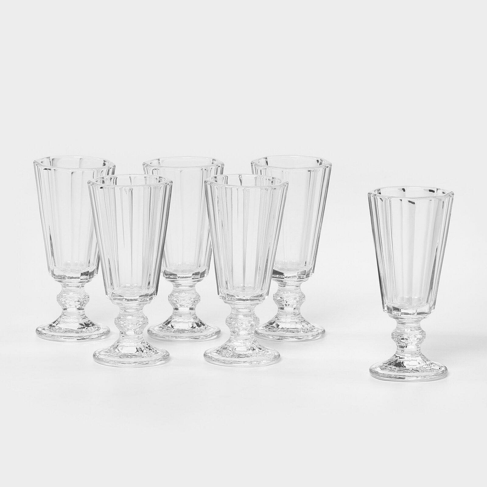 Набор рюмок ас-декор, стекло, с рельефом, d=4,3 см, h=10 см, 35 мл, 6 шт