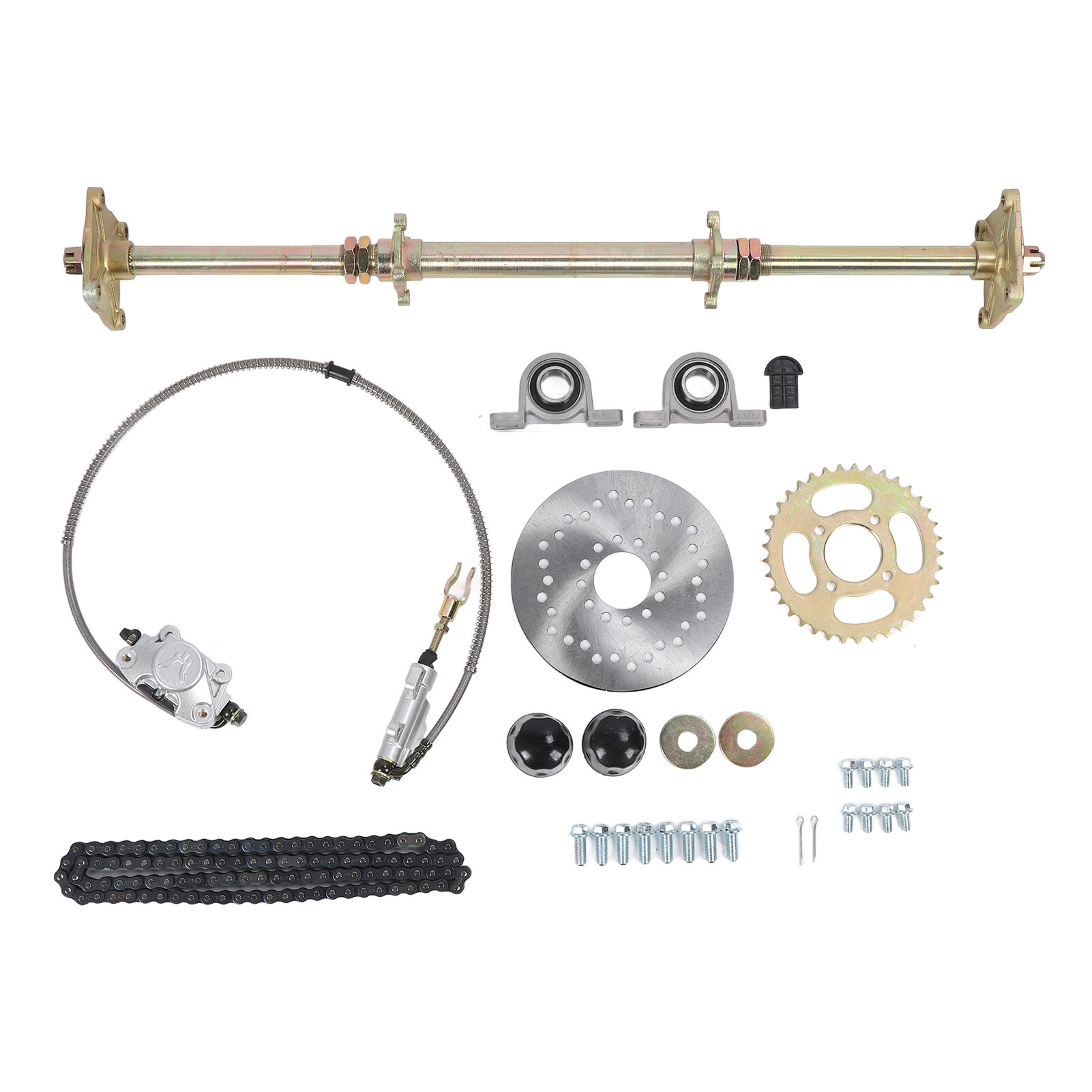 Комплект заднего моста для картинга, 32-дюймовый приводной блок, звездочка 428 37T, тормозной диск 7,5 дюймов, цепь для квадроцикла, дрифт-трайка.
