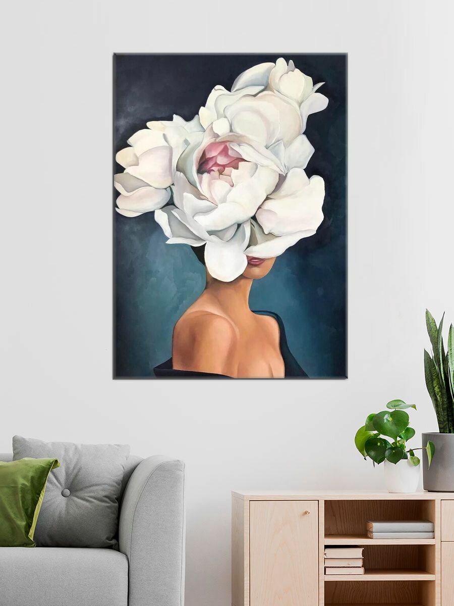 Картина на стену "Девушка в пионах", 50х70 см
