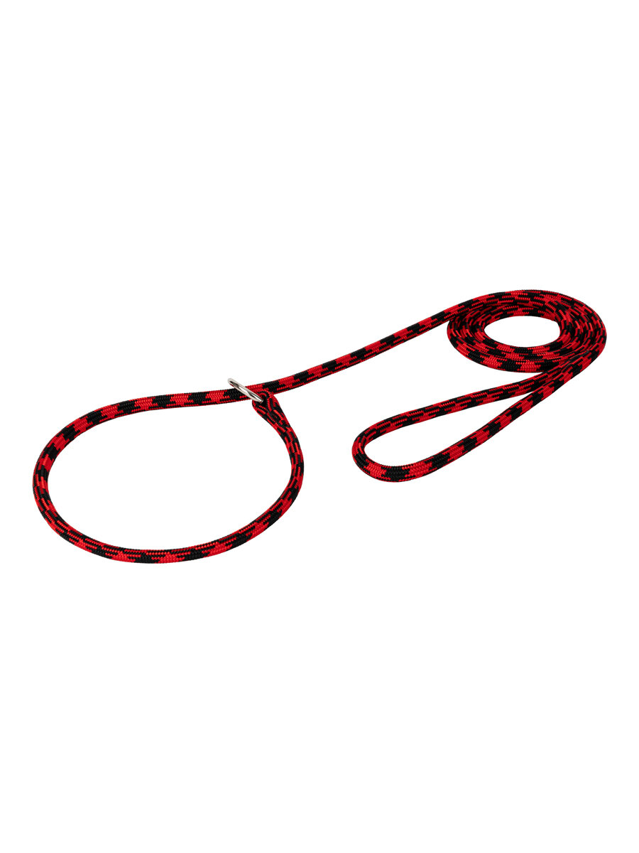 Поводок-удавка для собак средних и крупных пород с кольцом "Арлекин", 8мм*170см, ZooOne, черно-красный, PDE0868B-R