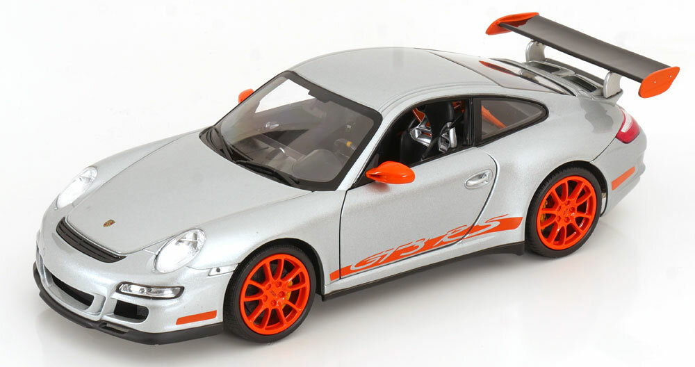 Модель коллекционная WELLY Porsche 911 (997) GT3 rs 2007 silver orange