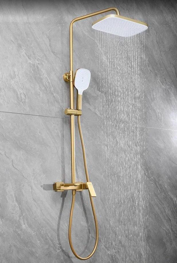Душевая система с тропическим душем и смесителем HAIBA HB24831-5, материал: латунь, цвет: брашированное золото