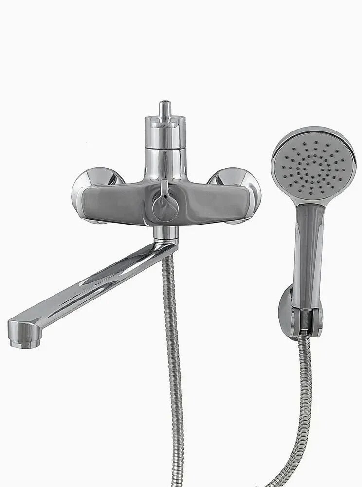 Термостатический смеситель Potato 383 P22383 с душевым гарнитуром, поворотный, металлический, хром, глянцевый, смеситель для ванны с душем, рычажный, с настенным держателем