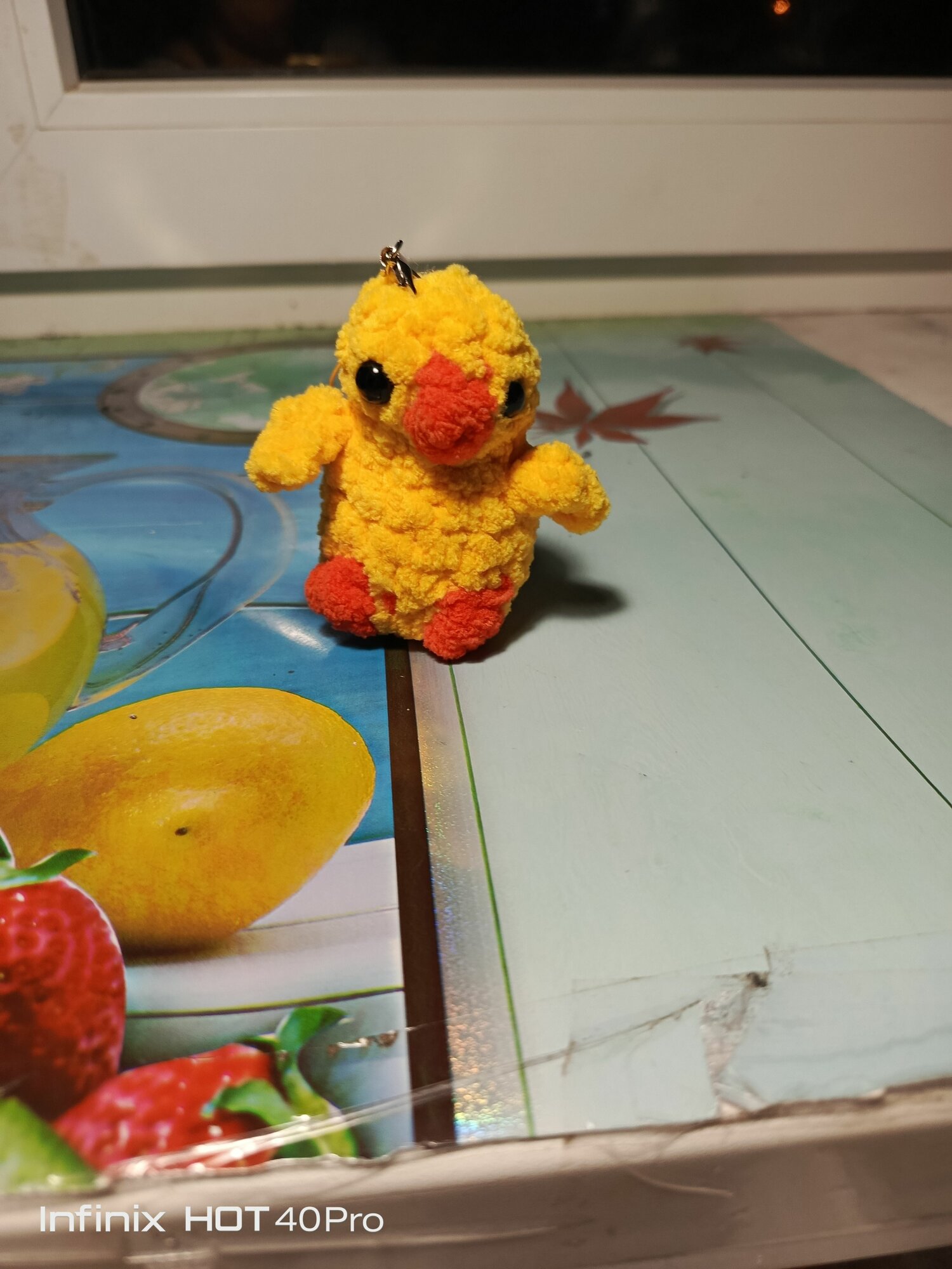 Игрушка мягкая брелок "Цыпленок", ручная работа, плюш, синтепух, цвет жёлтый