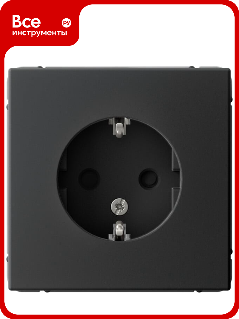 Розетка Systeme Electric ArtGallery Карбон с заземлением со шторками, 16А, механизм GAL001045, 250 В, пластик