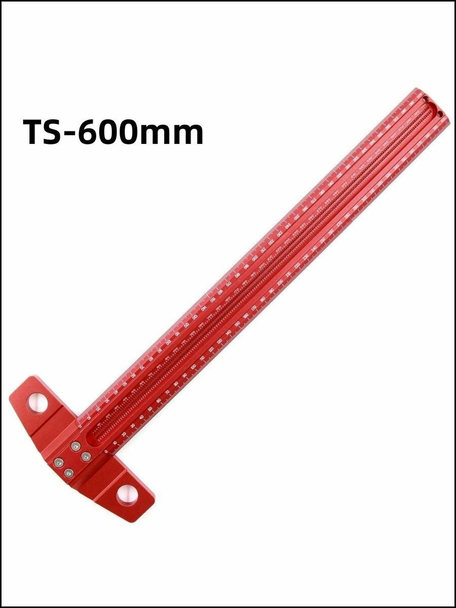 Эксклюзивная алюминиевая Тобразная линейка 600 мм для калибровки и маркировки в деревообработке с отверстием 1 мм
