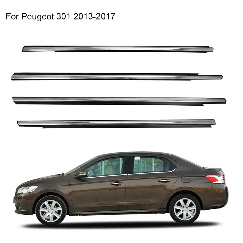 4 шт. резиновая накладка на окно для Peugeot 301 2013-2017 Citroen Elysee 2014-2016, уплотнительные ленты, молдинг двери, отделка стекла