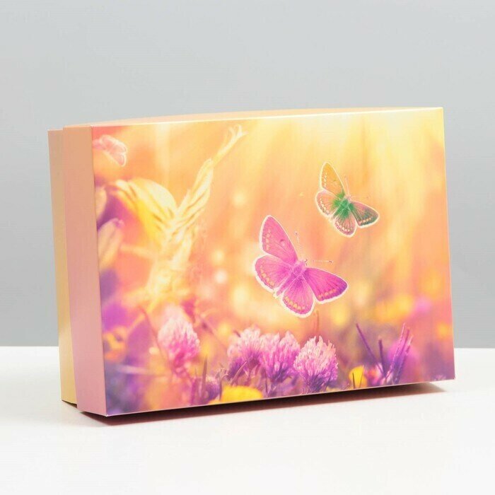 !09 Подарочная коробка (набор 4 штуки) сборная "Рассвет", 21 х 15 х 7 см.