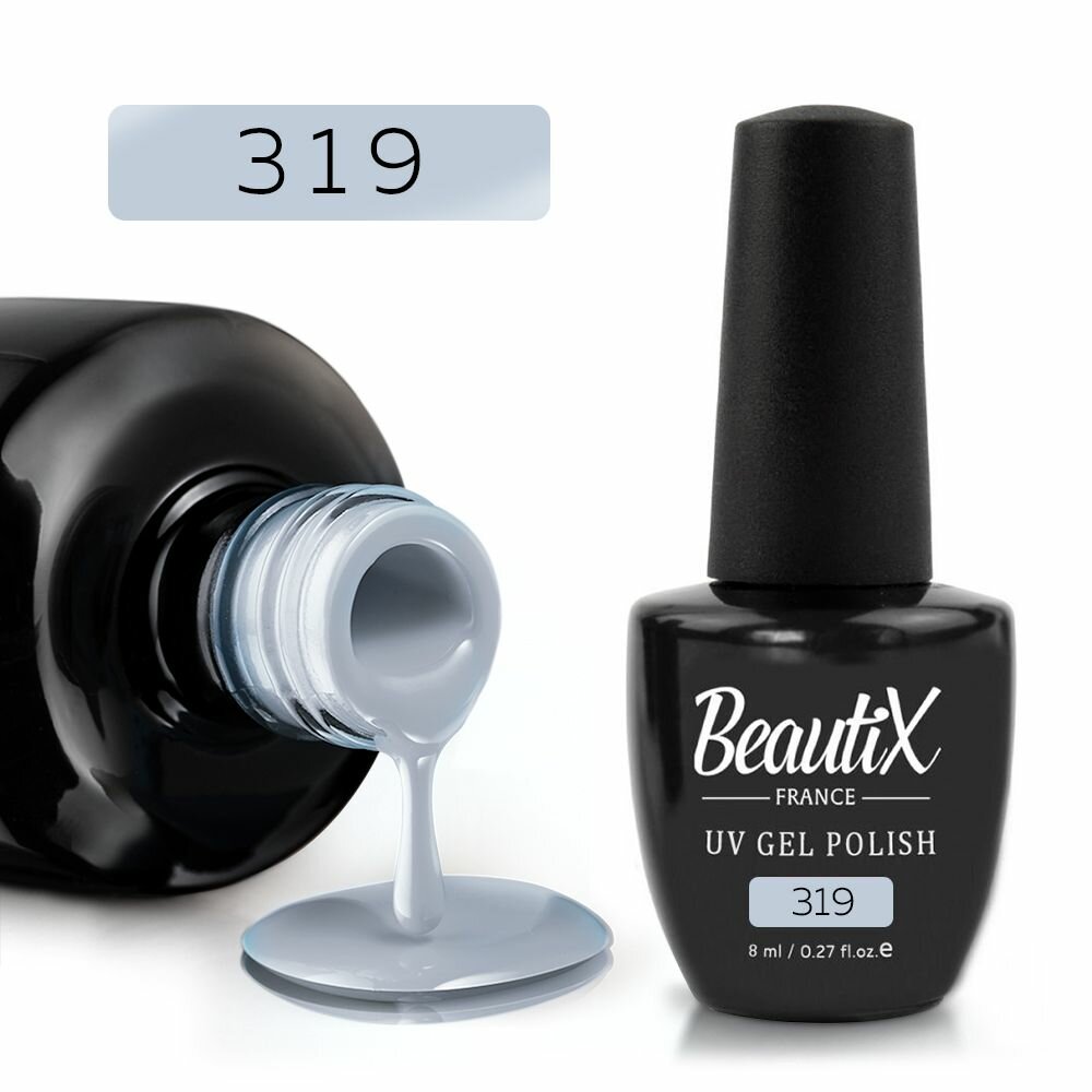 Гель-лак Beautix 319 UV Gel Polish, глянцевый, пастельно-серый, 8ml