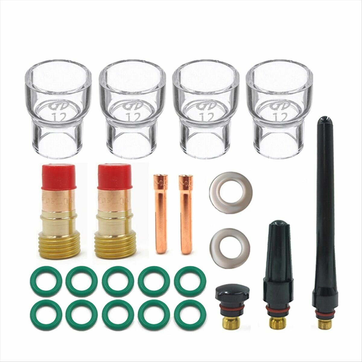 23 шт. цанга TIG Stubby Gas Lens 12Pyrex Cup Alumina Nozzle Kit для сварки DB WP17/18/26