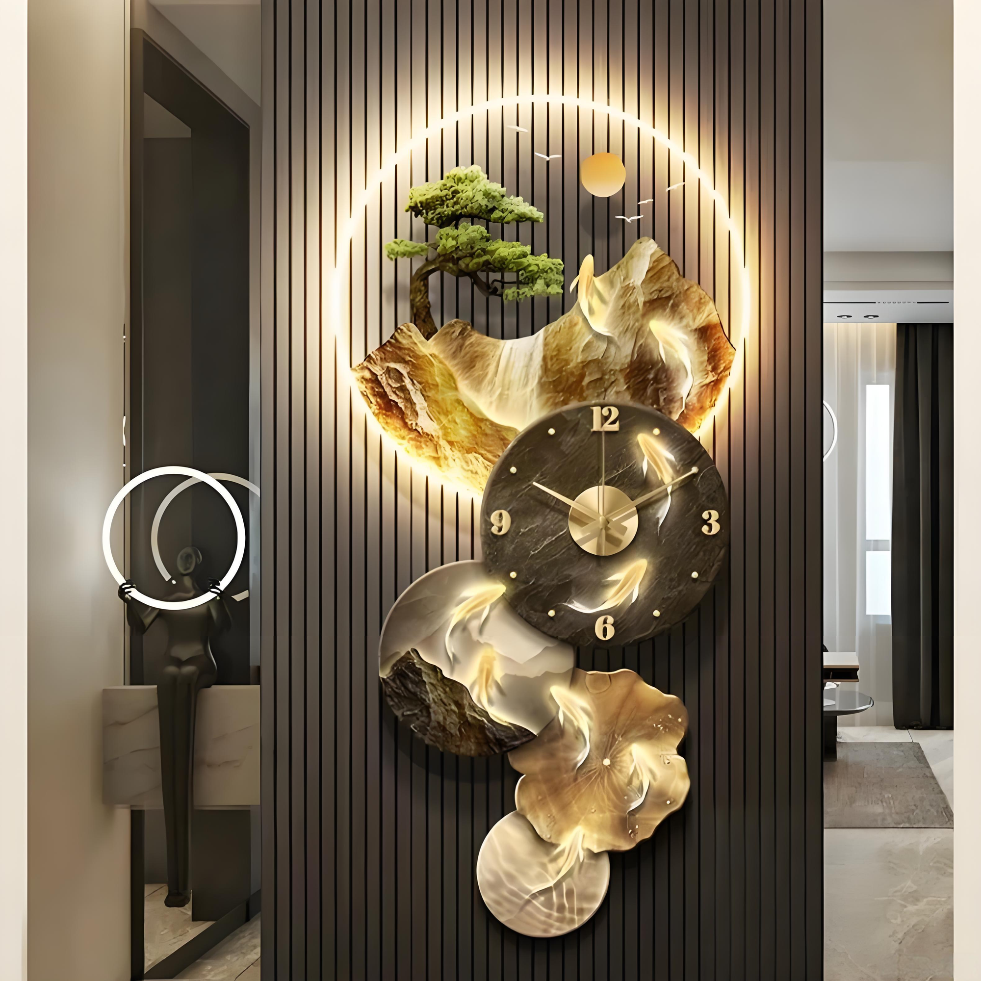 Картина «Девять рыб» — новая декоративная картина в китайском стиле для прихожих и коридоров, излучающая изысканность.