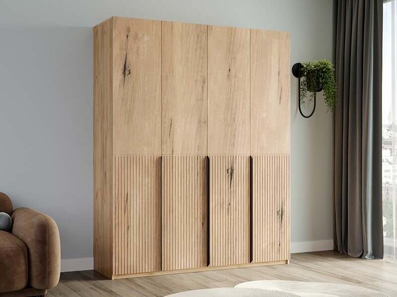 Шкаф распашной для одежды "Бруно 3" 160х200х50 Дуб крафт золотой / дуб тортуга