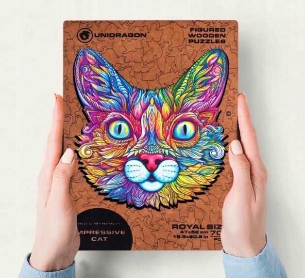 Деревянный пазл для детей и взрослых Unidragon, красочный кот,100 элементов 4870243500805