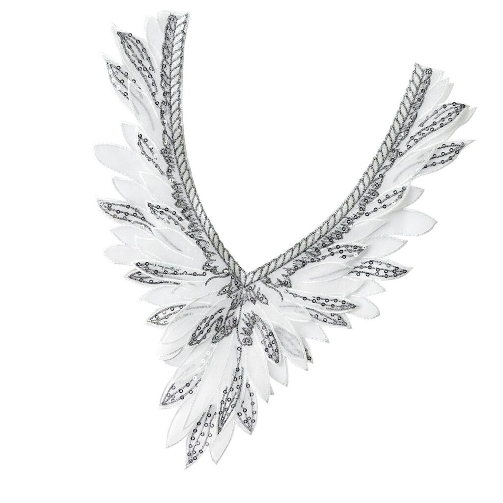 Накладной воротник из органзы из бисера, двухслойный аксессуар с вышивкой в виде крыла ангела