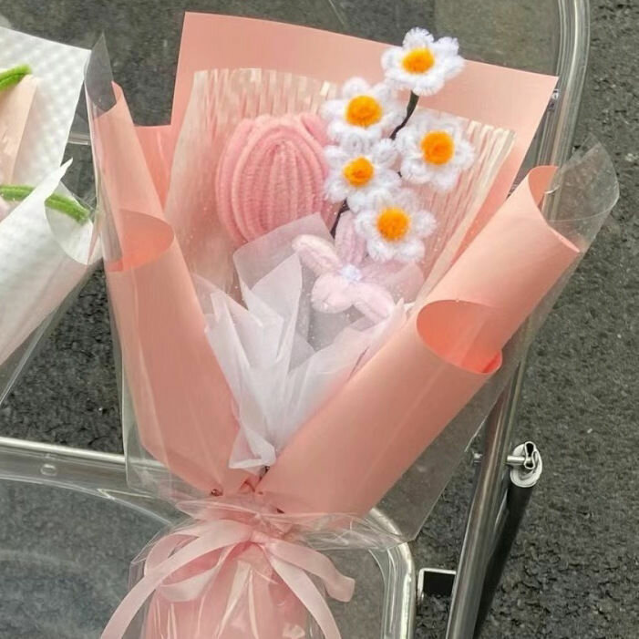 Завершенный букет из скрученных цветов: тюльпаны, ромашки, розы, плетеный букет в стиле Ins, свежий креативный подарок на фестиваль Qixi