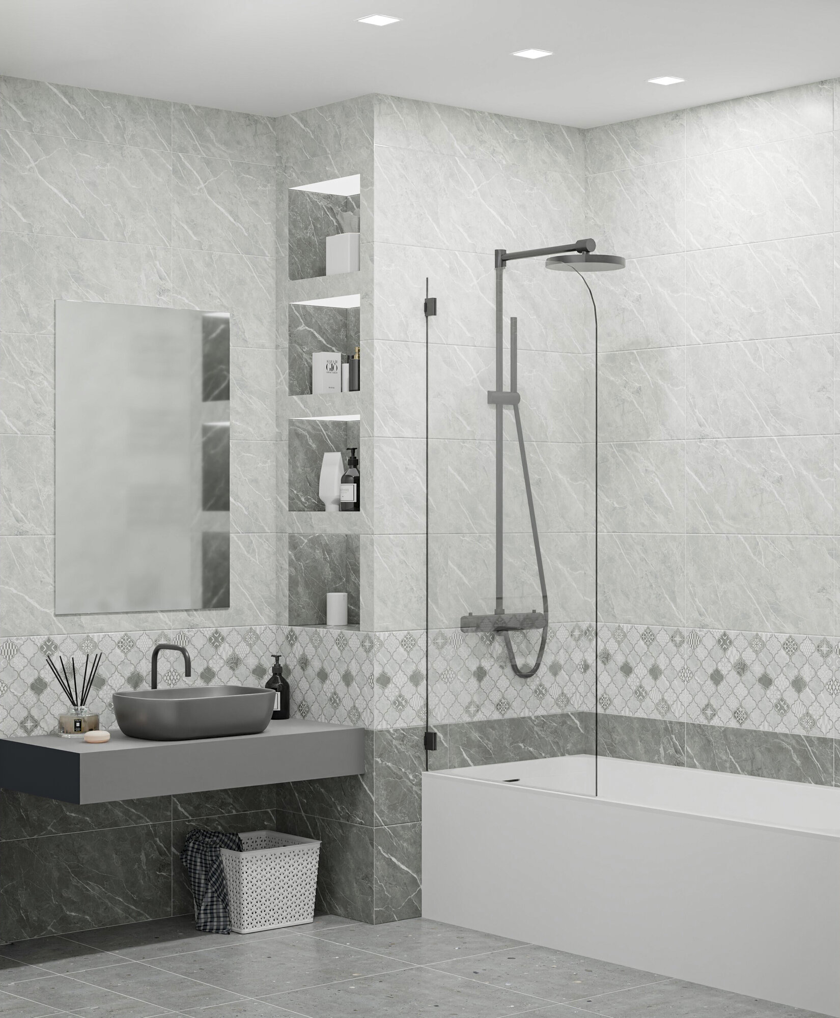 Плитка Настенная Azori Breccia св. серый 31,5Х63 см 1,79 м²