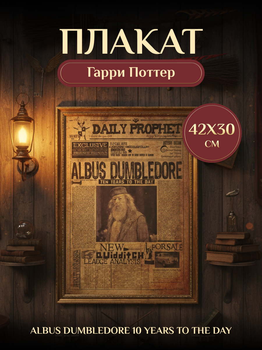 Плакат Гарри Поттер Daily Prophet "Albus Dumbledore 10 years to the day"