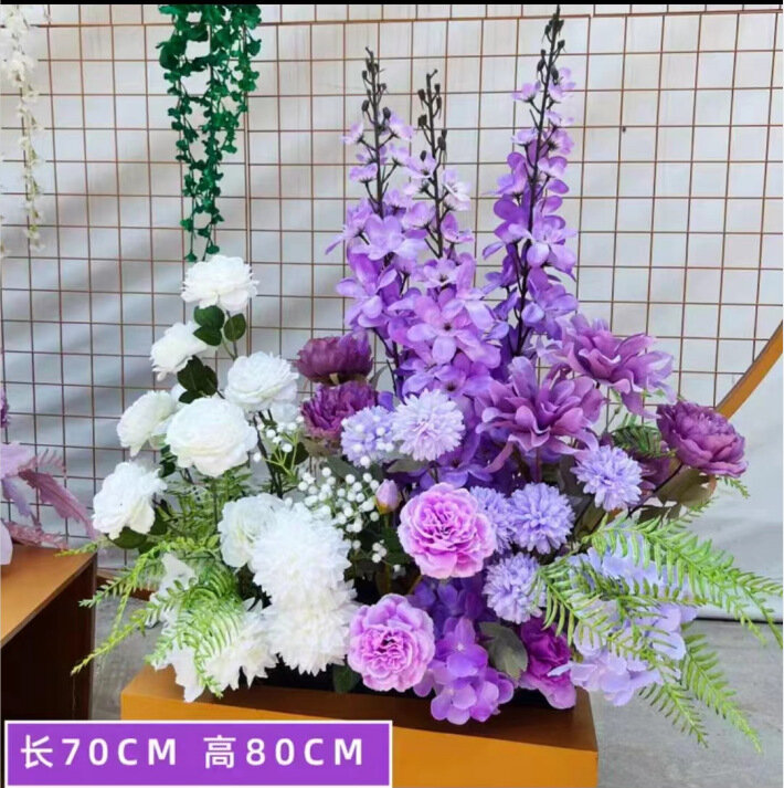 Фиолетовая напольная цветочная композиция для свадьбы, свадебные декоративные цветы, искусственный букет цветов, искусственные цветы для сцены, подиума и прохода, подвесные цветы, цветы в горшках.