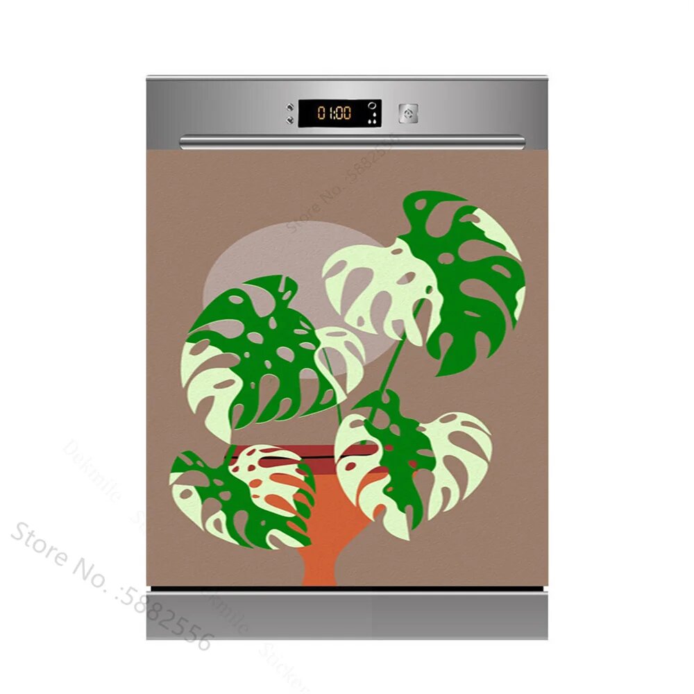 Наклейка на посудомоечную машину цветы Monstera, 60x82 см, цвет 22