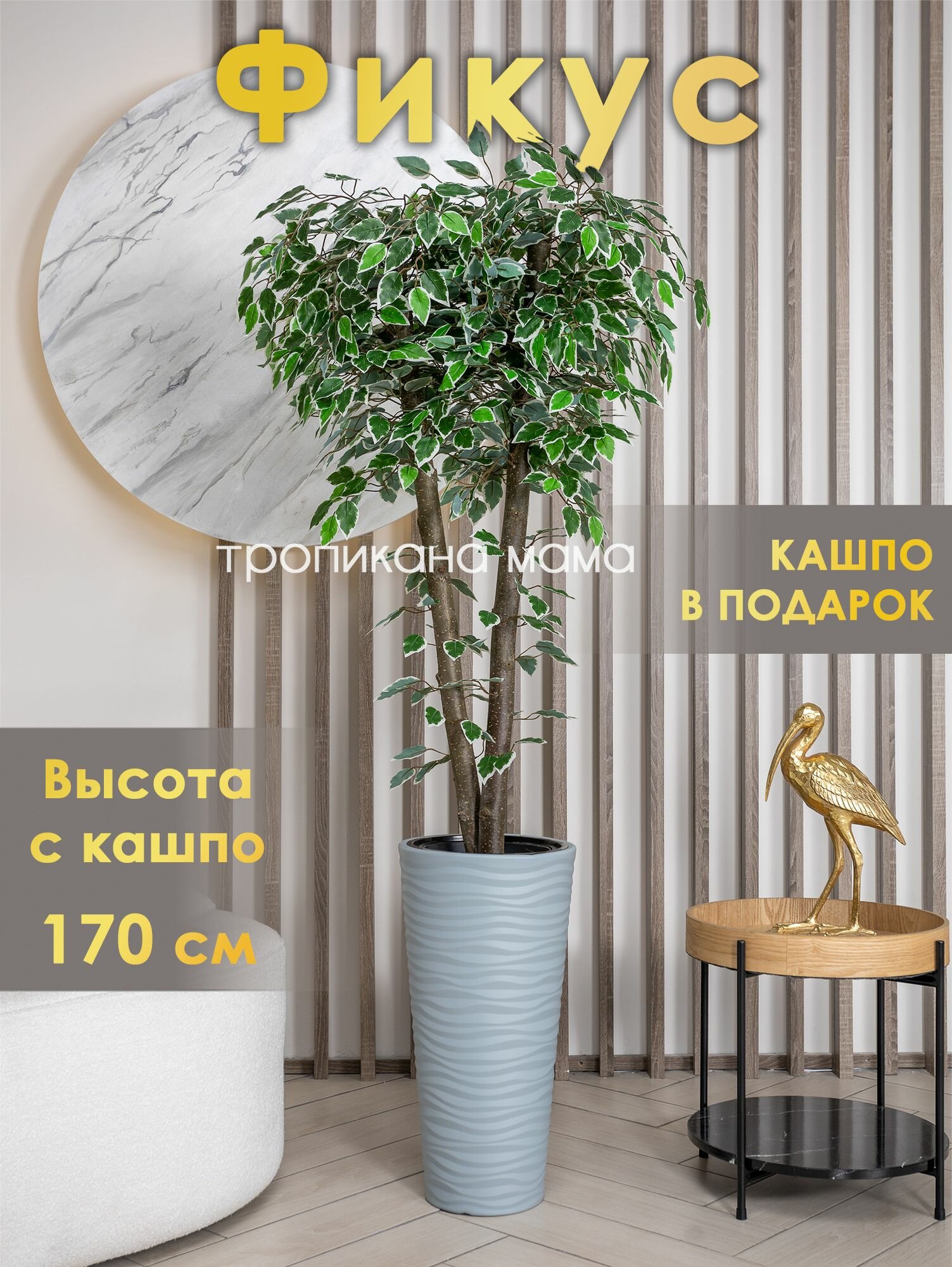 Искусственный фикус в горшке 170 см
