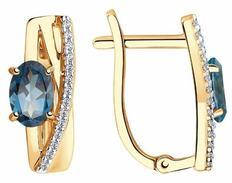Серьги, красное золото, 375 проба, топаз, Лондон топаз