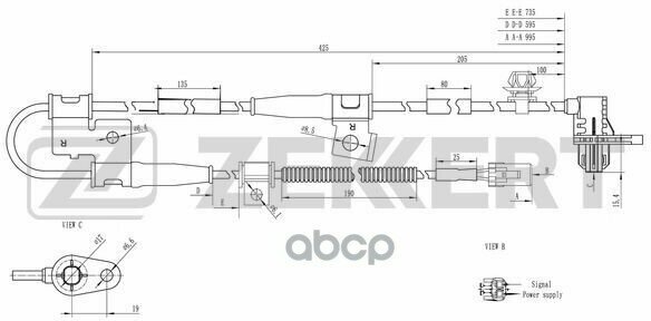 Датчик ABS Передний Правый Kia Ceed 06- Pro Ceed 08- Zekkert арт. se-6095