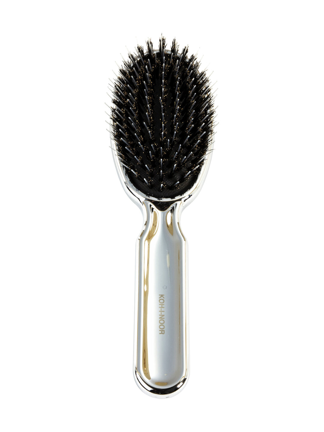 KOH-i-NOOR Щетка для волос с комбинированной щетиной, большая овальная, цвет серебристый металлик - модель 7118KK "SPAZZOLA OVALE GRANDE RICCIO MISTO" - Metalli - Silver