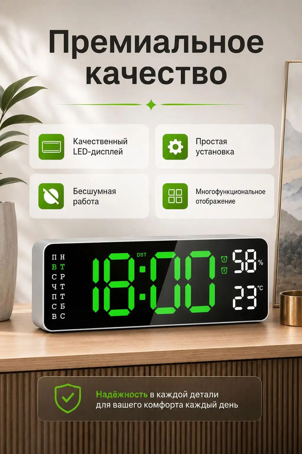 Настенные часы 27 см х 4.5 см мелодичный бой белый