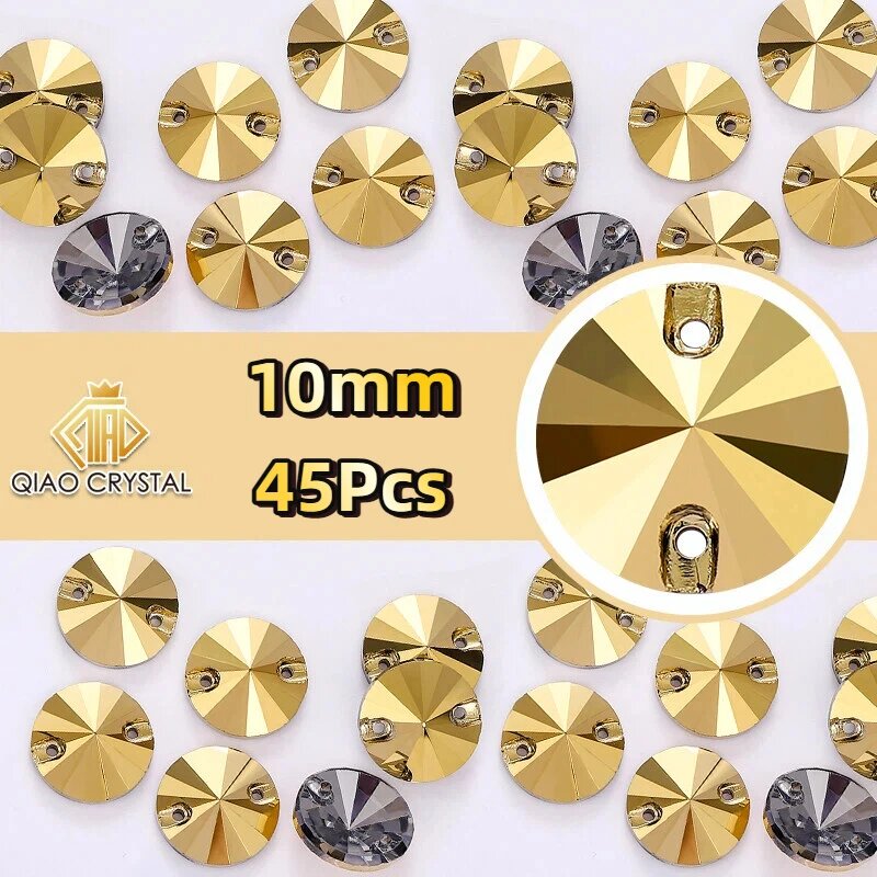 Стразы стеклянные Rivoli 10mm Gold, 45шт