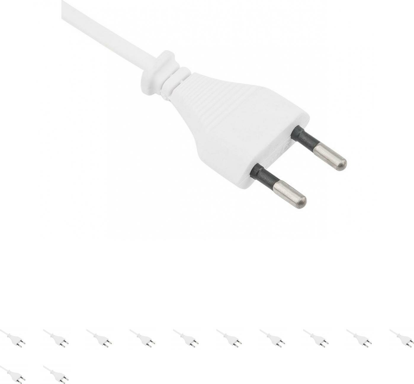 Шнур сетевой Rexant с плоской вилкой 1,5 метра белый (комплект из 12 шт)