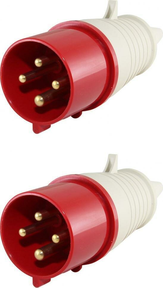 Вилка силовая переносная TDM 3Р+РЕ 16А 380В пластиковая IP44 (комплект из 2 шт)